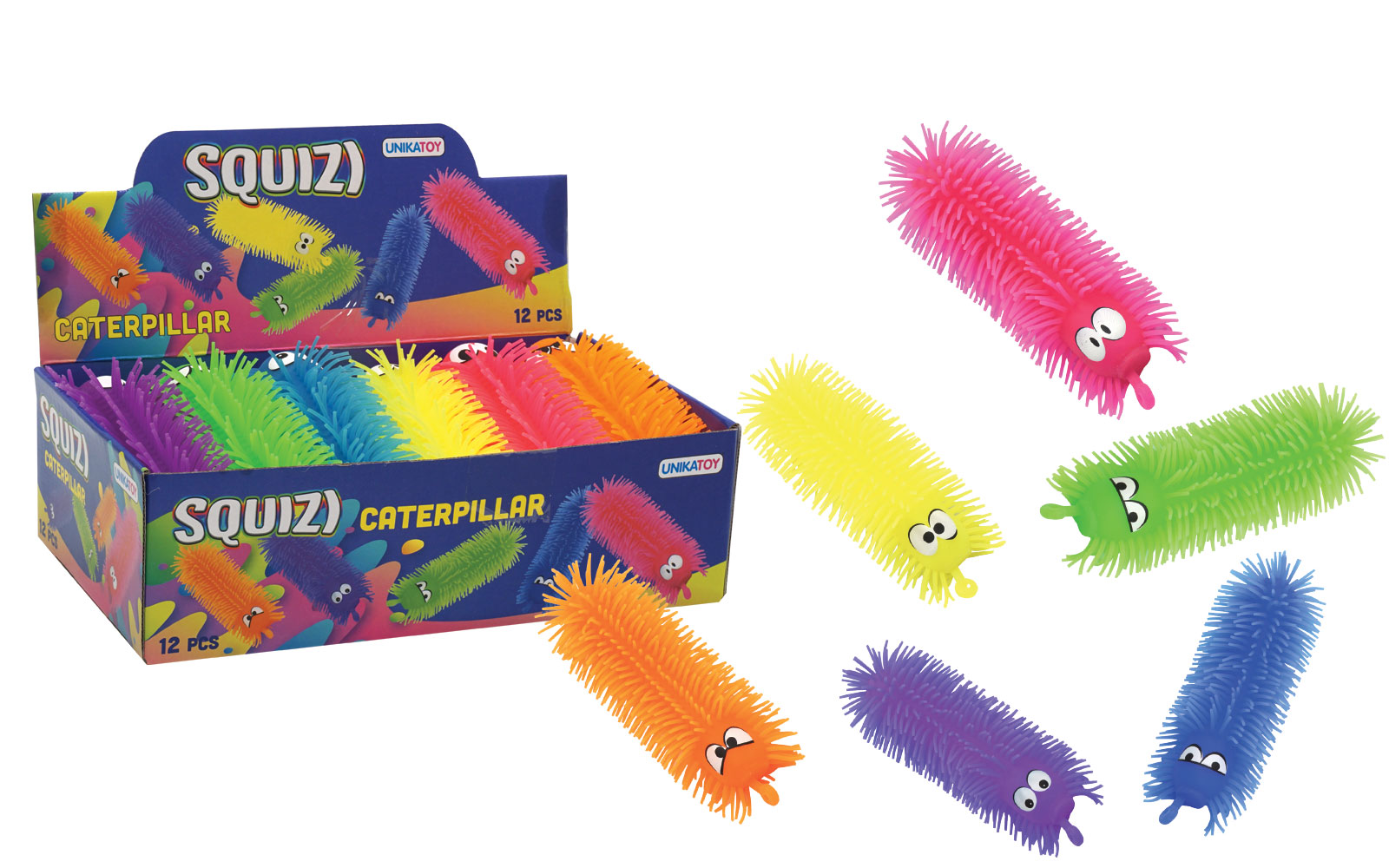 Balon Squizi Unikatoy gosenica z lučko, 23 cm | UNIKATOY Giocattoli